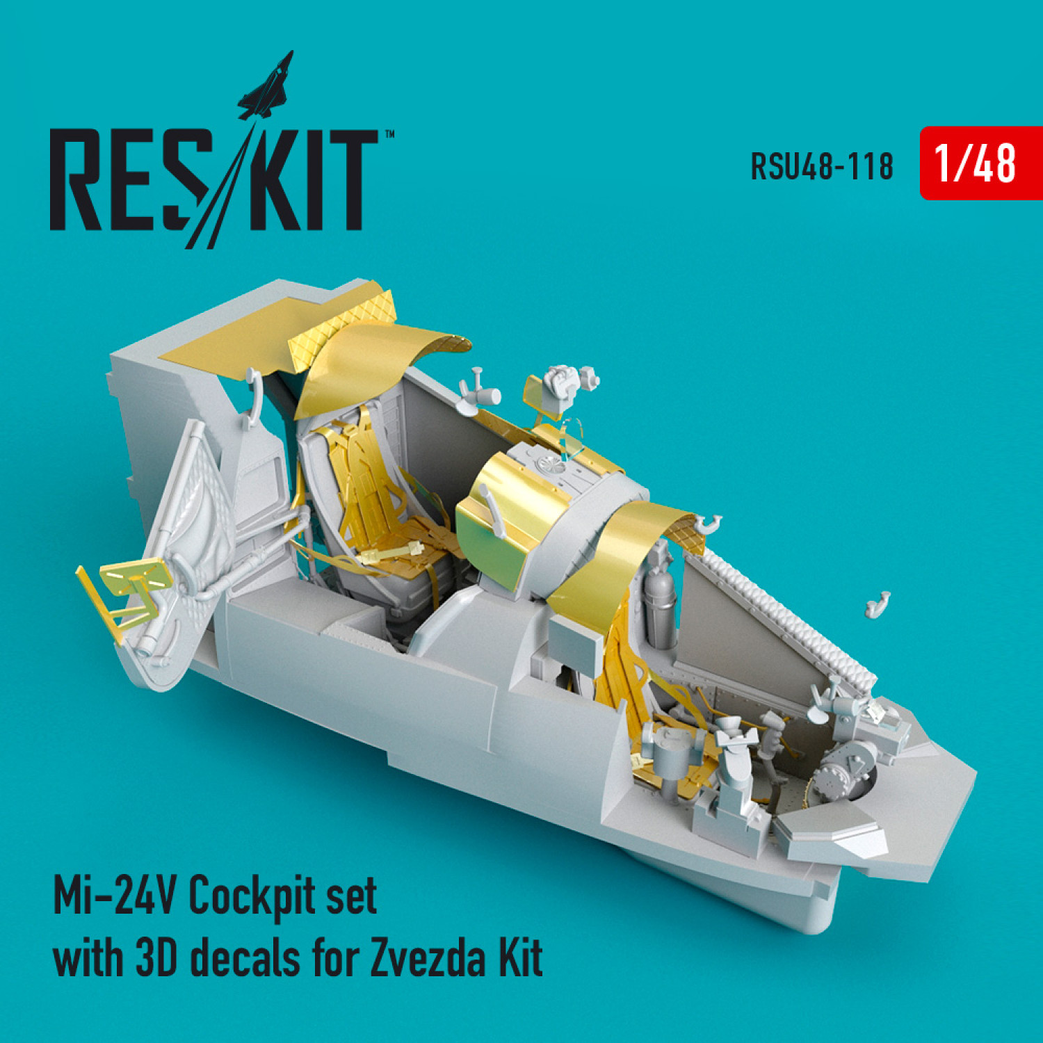 Mi-24V Cockpit set with Kelik 3D decals for Zvezda kit (1/48)